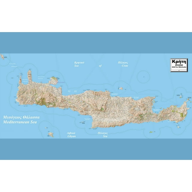 24x36 gallery poster, Detailed map of Crete and outlying islands ...