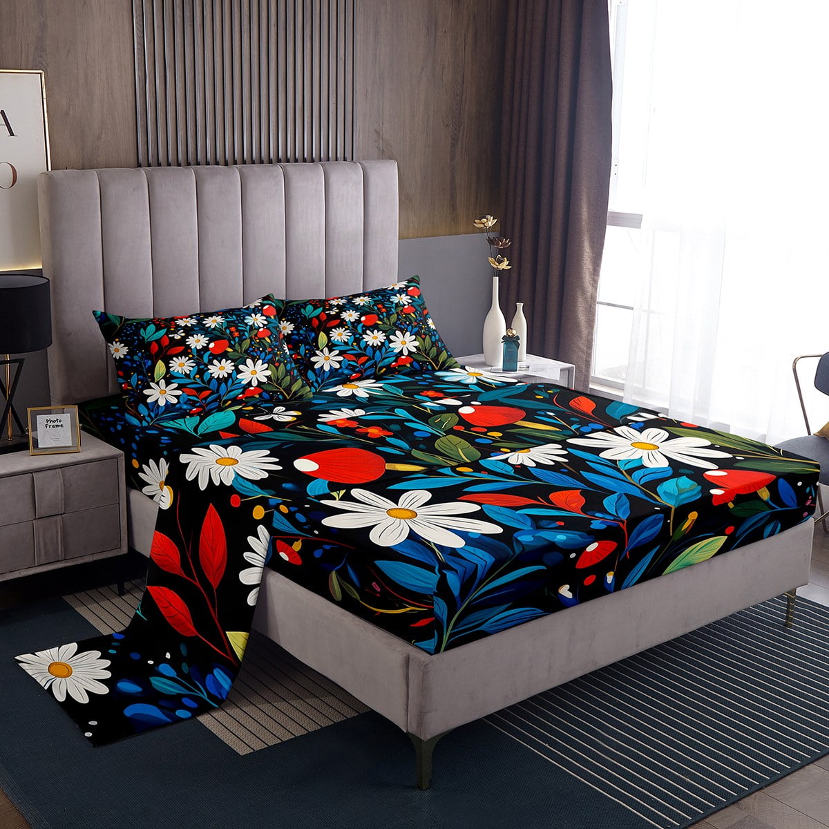 Click here for Erosebridal Floral Print Bed Sheets Set Full Size... prices