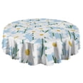 Round Tablecloth 60 Inch Wrinkle Free Table Cover with Daisy for ...
