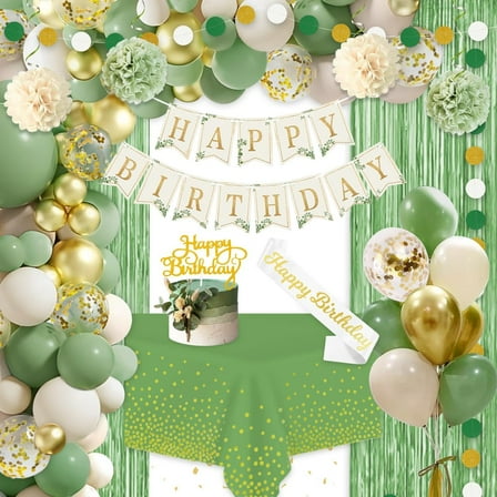 Upgraded Sage Green Birthday Party Decorations for Girls Women with ...