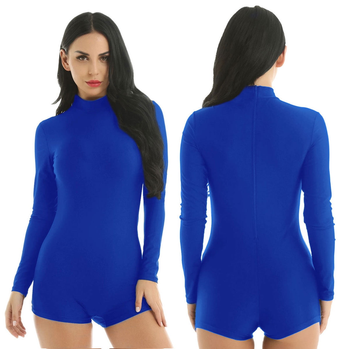 iiniim Women's Dance Biketard Long Sleeve Mock Neck Jazz Gymnastics ...