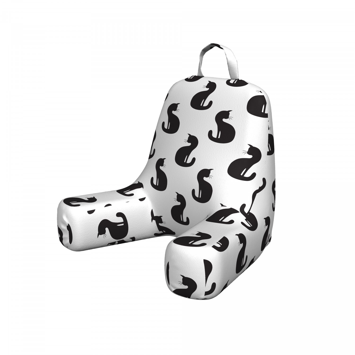 Cat Reading Pillow, Silhouette of a Kitten Monochrome Feline Pattern ...