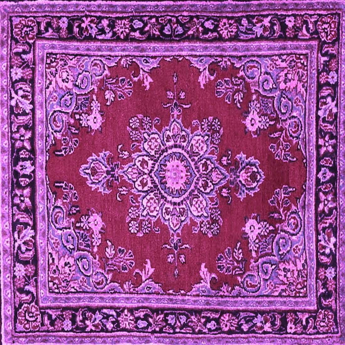 Ahgly Company Indoor Square Persian Purple Traditional Area Rugs, 6 ...