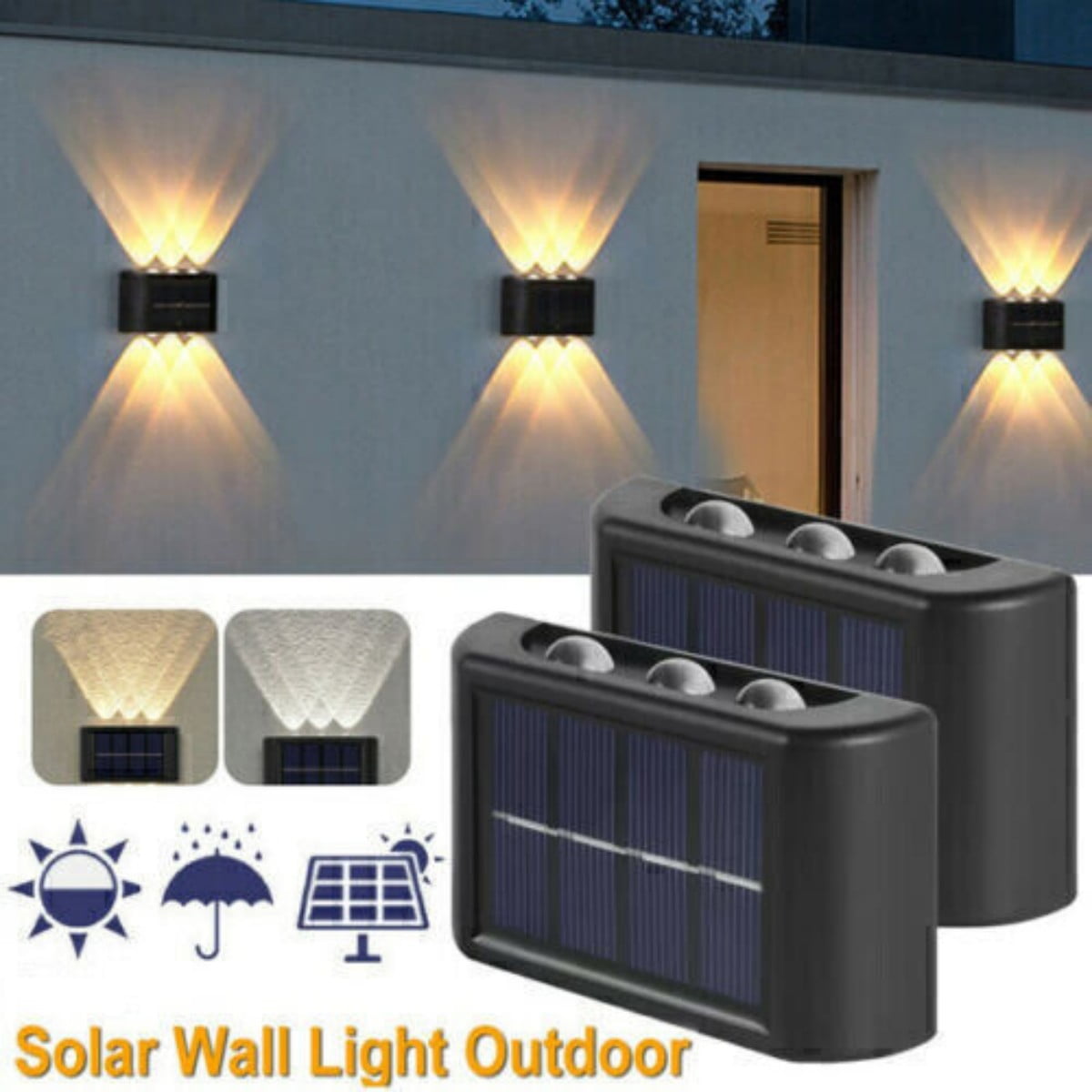 Solar Deck Lights Outdoor, 2 Pack Solar Step Lights LED Waterproof ...