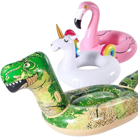 2 Pack 42'' Inflatable Pool Floats Flamingo Unicorn Swim Tube Rings ...