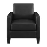 34 Inch Modern Accent Chair Angled Back Modern Style Black Faux Leather ...