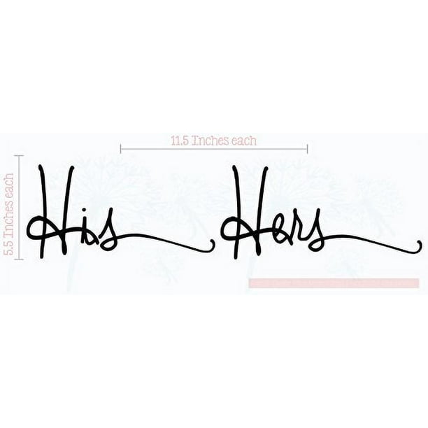 Master Bathroom Décor His Hers Cursive Art Bedroom Wall Decals Stickers ...