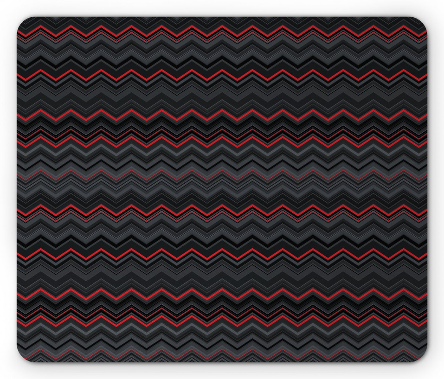 Red and Black Mouse Pad, Horizontal Zigzag Chevron Design with Bold ...