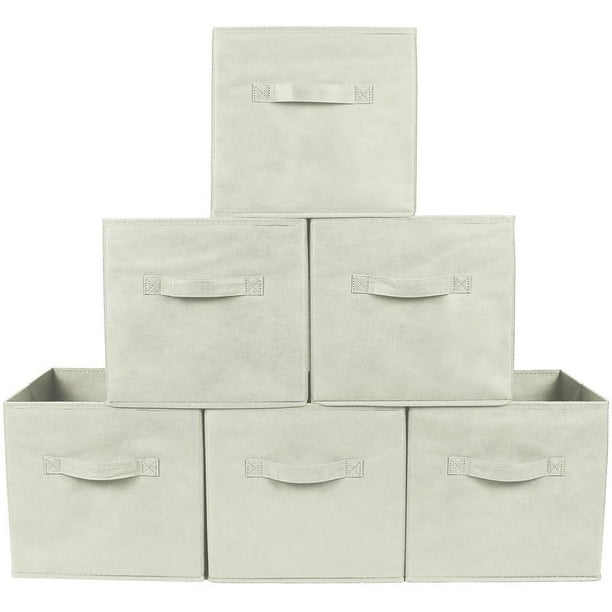 Greenco Foldable Fabric Storage Cubes Non-Woven Fabric | Beige Cube ...