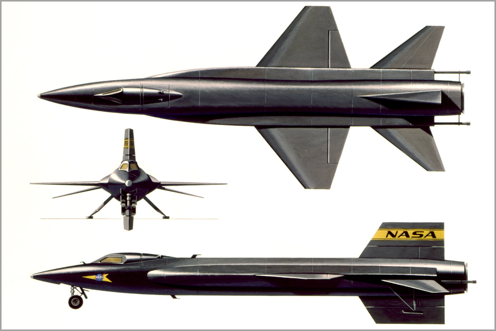 24"x36" Gallery Poster, North American X-15 three side view 1961 ...