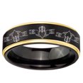 Irish Claddagh Step Edge Black And Gold Tungsten Promised Ring 10MM ...