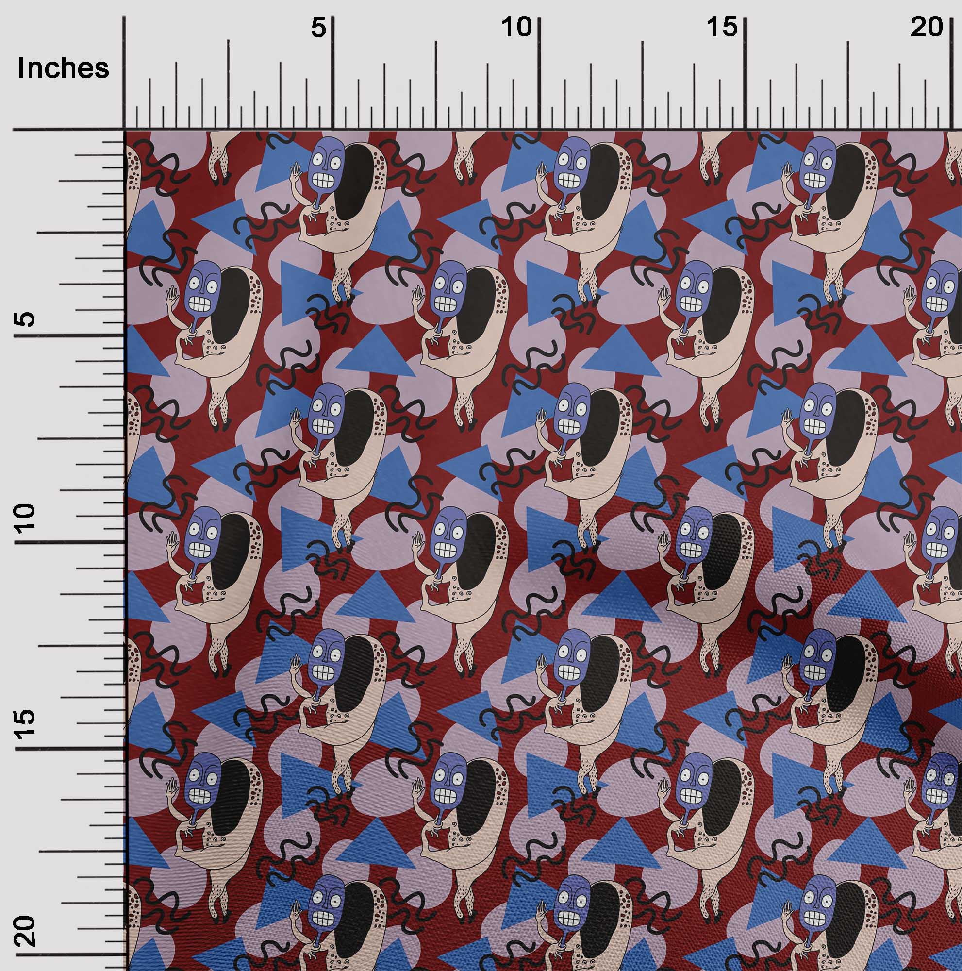 oneOone Cotton Silk Dark Red Fabric Dot|Triangle & Monster Cartoon Diy ...