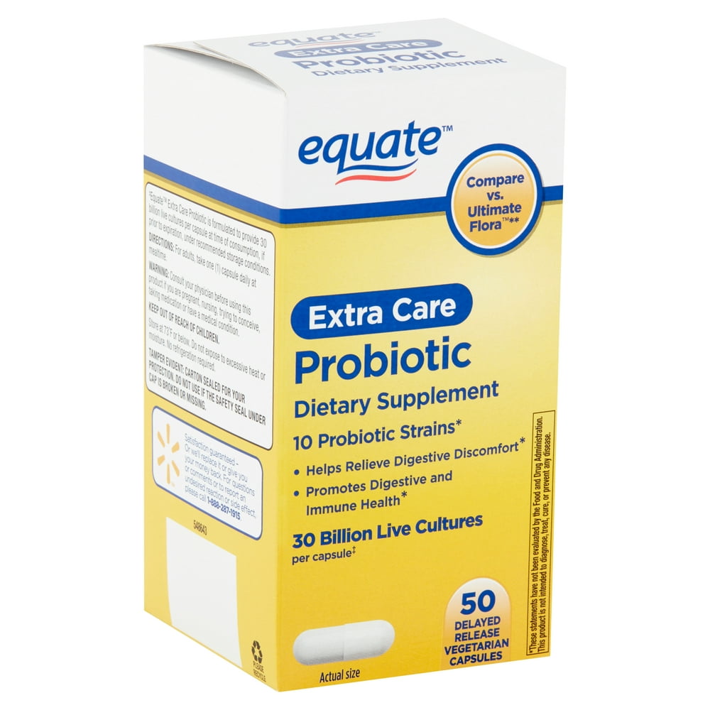 Equate Extra Care Probiotic Capsules, Delayed Release, 50 Count ...