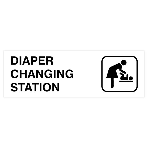 Basic Diaper Changing Station Door / Wall Sign - White - Medium ...