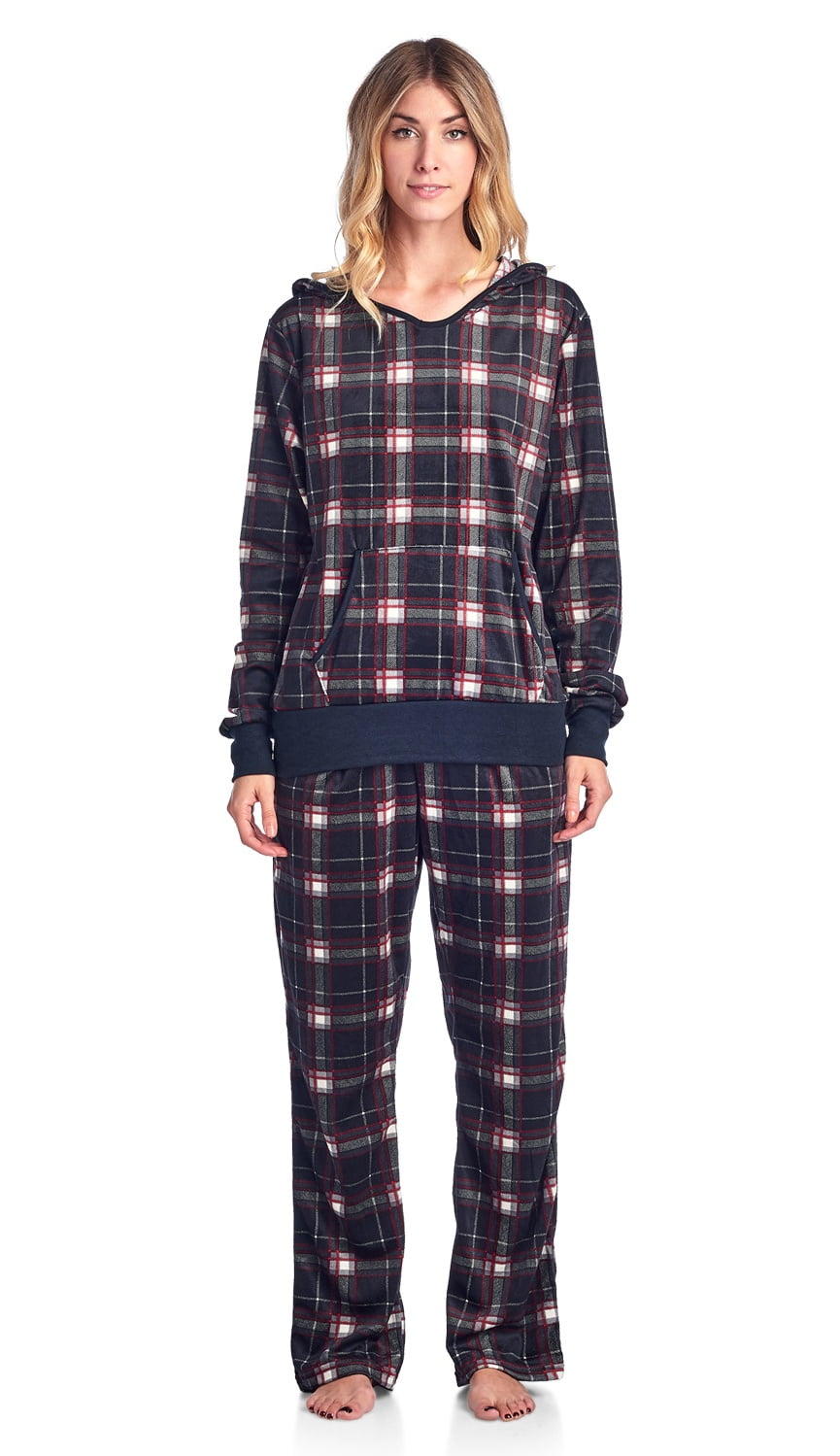 Ashford & Brooks Women's Mink Fleece Hoodie Pajama Set - Walmart.com