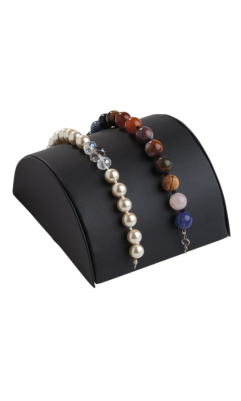 SSWBasics - Half Moon Black Faux Leather Bracelet Display - 5"L x 4 5/8 ...