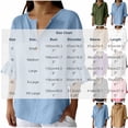 AherBiu Cotton Linen Tops for Women Button Notch V Neck 3/4 Sleeve ...