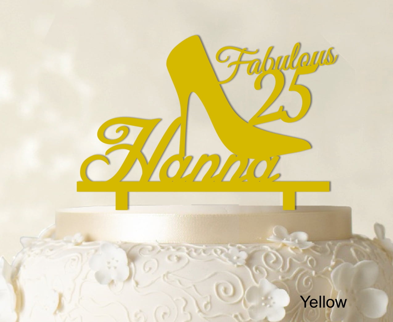 "Custom Birthday Cake Topper Personalized Yellow Cake Topper Color ...