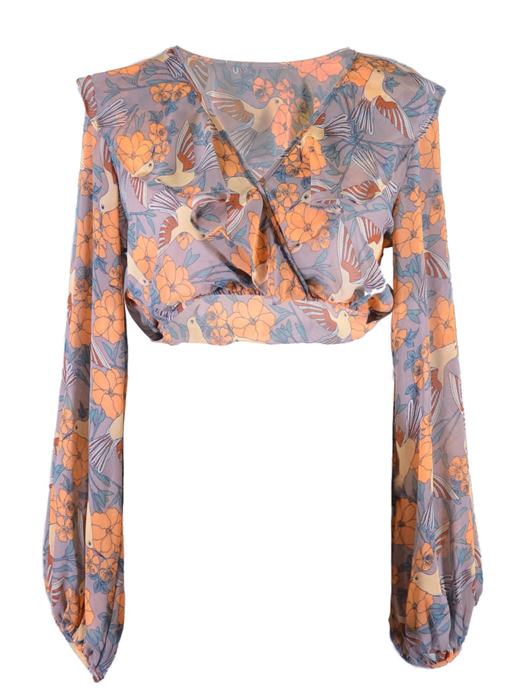 Audrey 3+1 Captivating Humming Bird Paradise Sheer Chiffon Ruffle ...