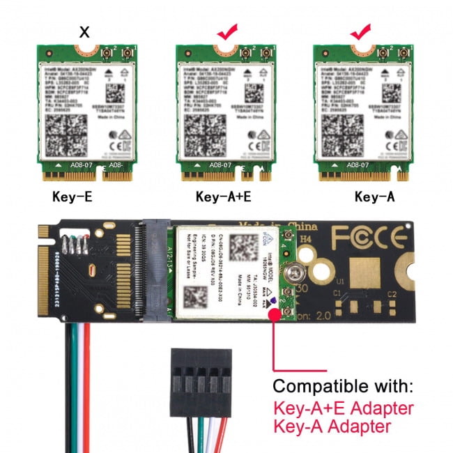 M2 NVME KEY-M to for Key A/E Riser WIFI interface to for M.2 SSD Drive ...