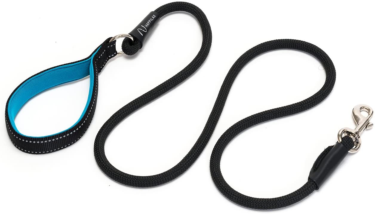 Robust Rope Dog Leash With Padded Handle Reflective Hand Loop Black ...
