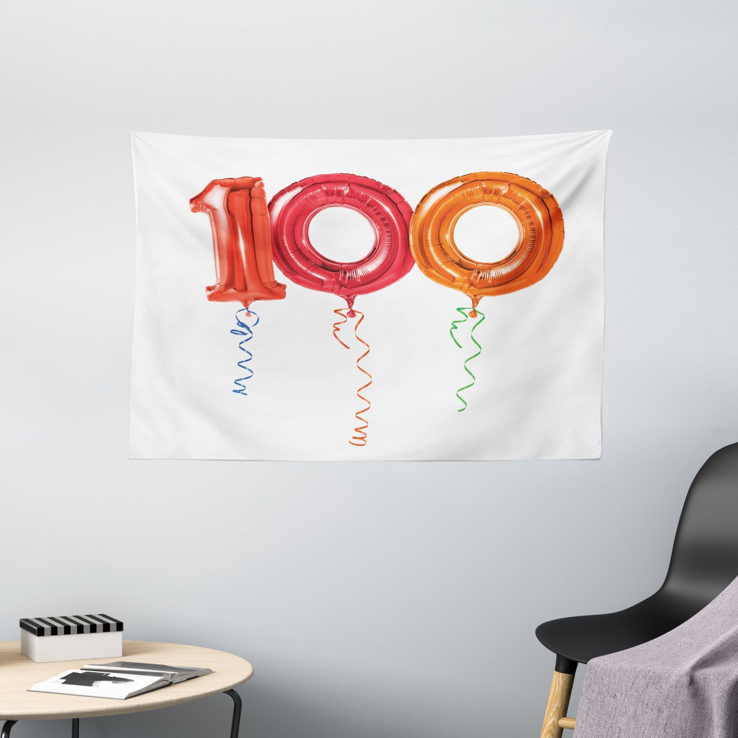 100th Birthday Decorations Tapestry, Party for Hundred Years Flying ...