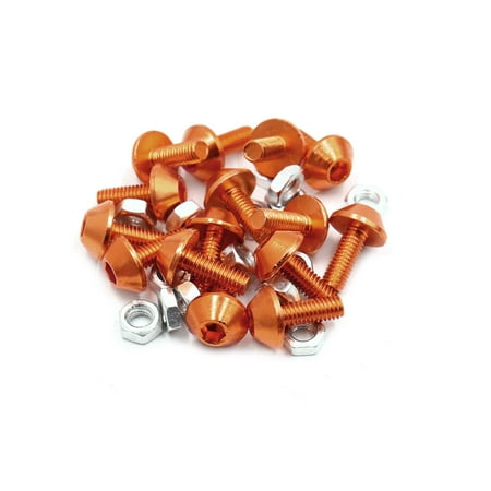 15Pcs M6 Aluminum Alloy Hex Socket Head Motorcycle Bolts Screws Orange ...