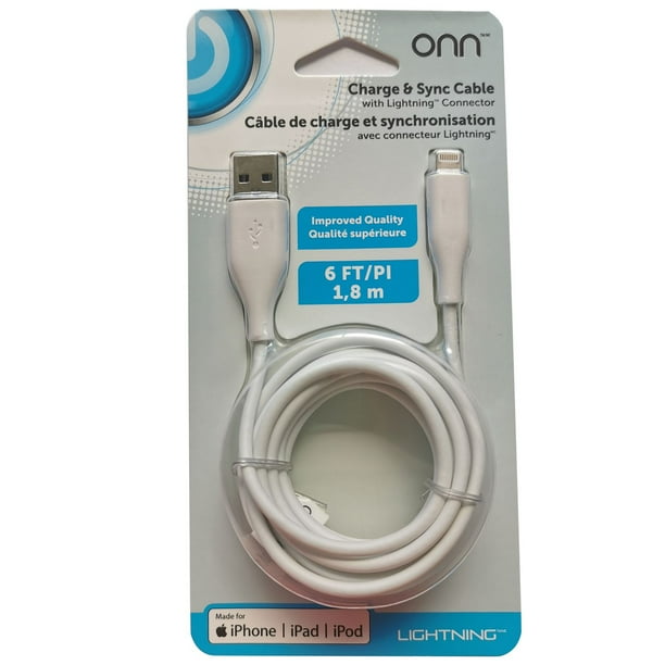 onn. Lightning to USB-A Charging Cable, 6ft./1.8m - Walmart.ca