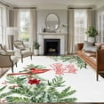 Merry Christmas Area Rug 5x7ft Green Pine Tree Cardinal Bird Flower Non ...