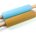1 Pc 11.4 Inch Orange Silicone Wooden Rotatable Handle Rolling Pin ...