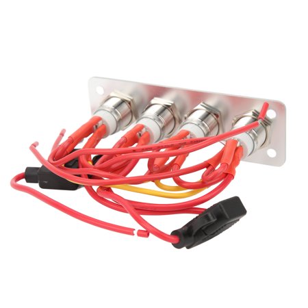 Button Control Switch Panel, 4 Gang DC 12V 16A RV Switch Panel Blue LED ...