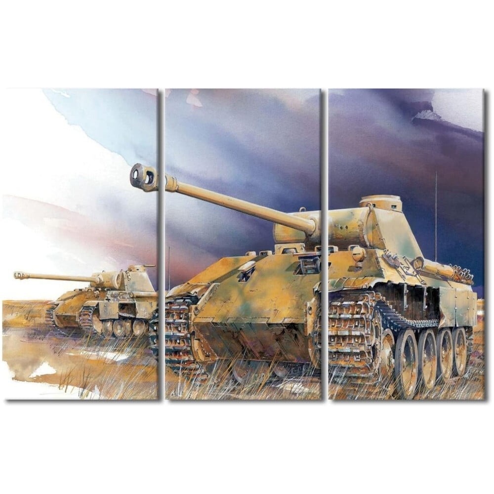 TISHIRON 3PCS Framed Canvas Wall Art Set,60"x40" Tanks in the WWII ...