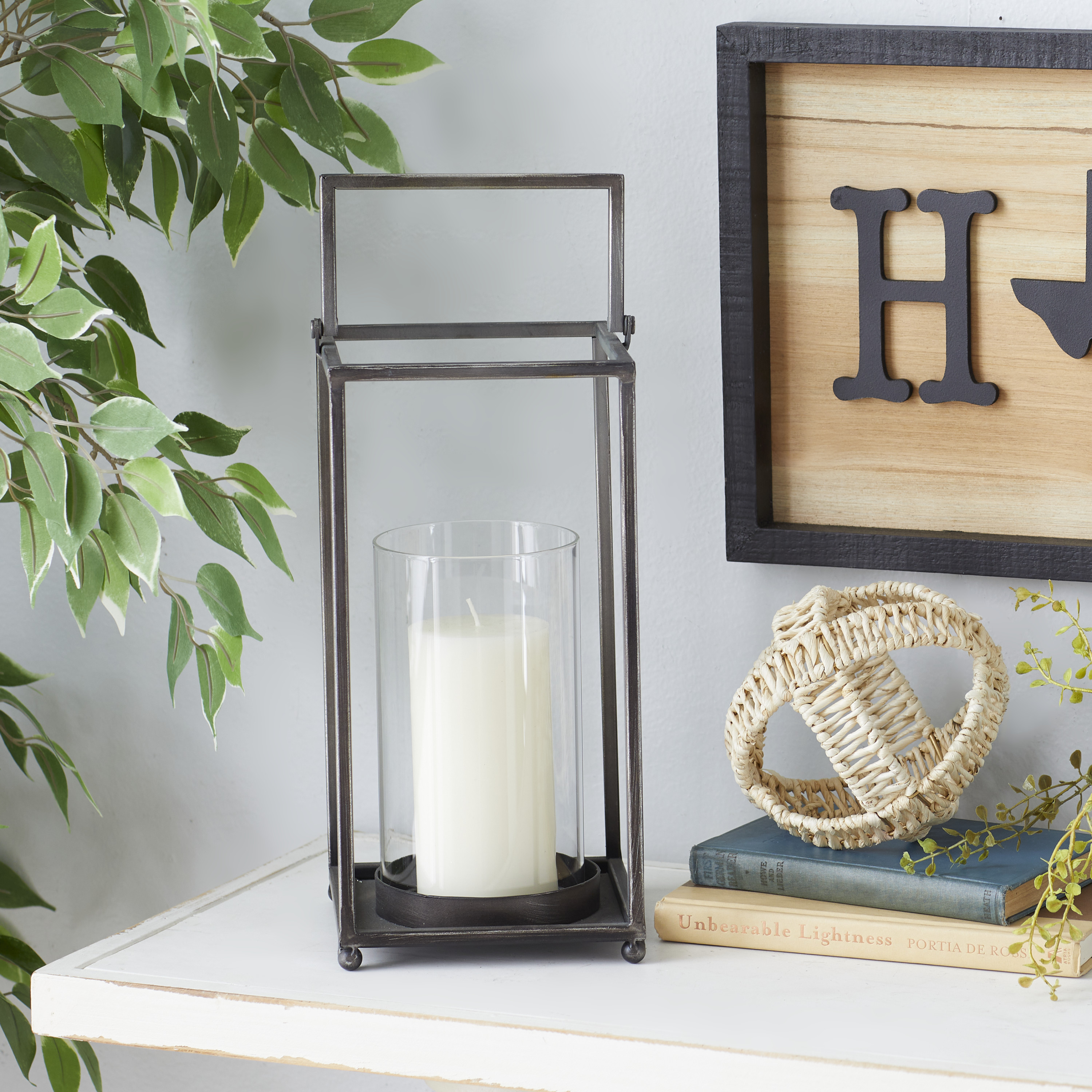 DecMode Black Metal Decorative Candle Lantern - Walmart.com