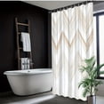 Chevron Shower Curtain Triangular Light Beige Outline White Rustic ...