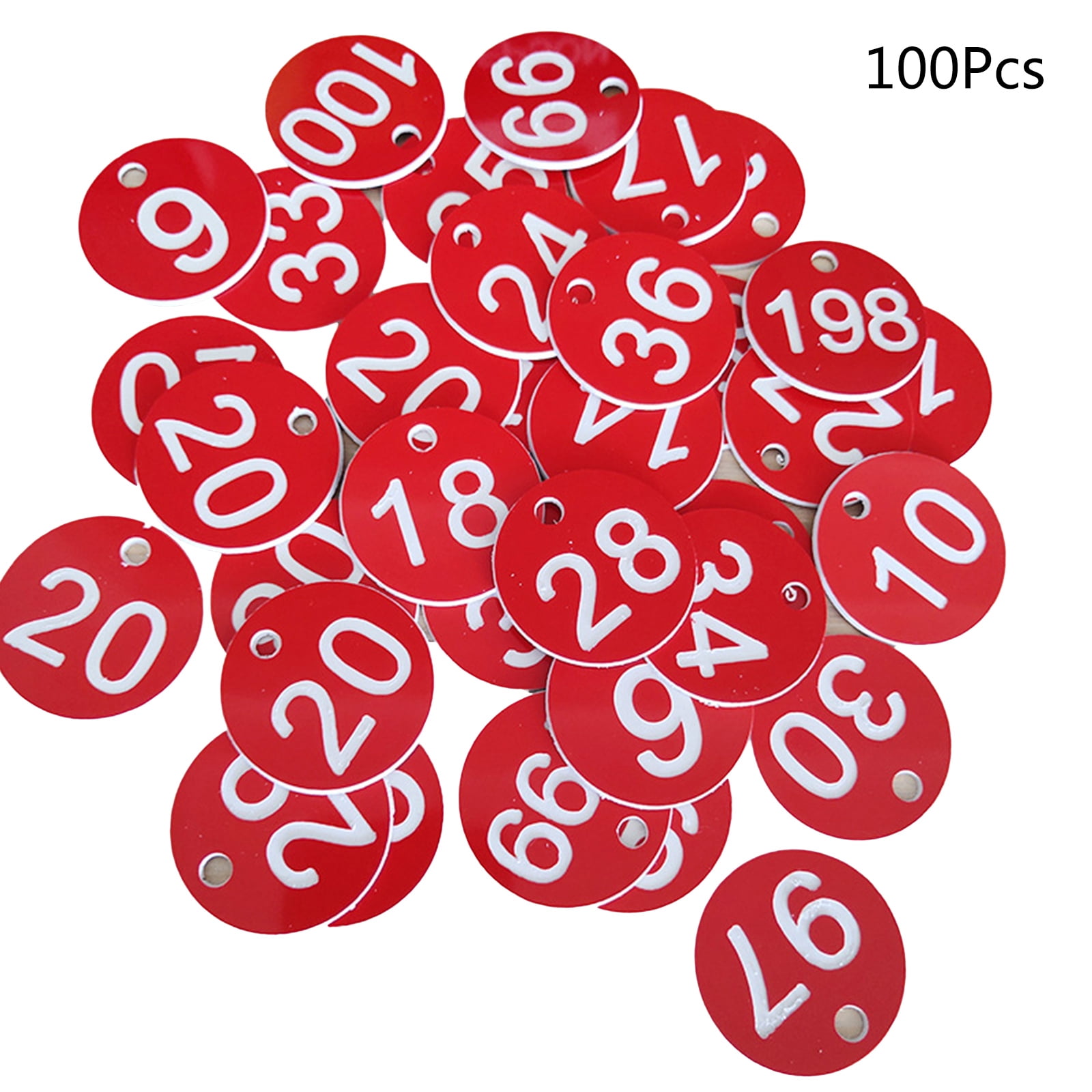 100Pcs ID Number Tags 10-100 Engraved Number Signs Small Round ID ...