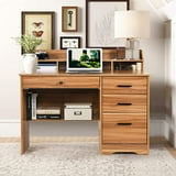 Catrimown, Computer Desk with Drawers, 44.5" x 20.5", Rustic Brown ...