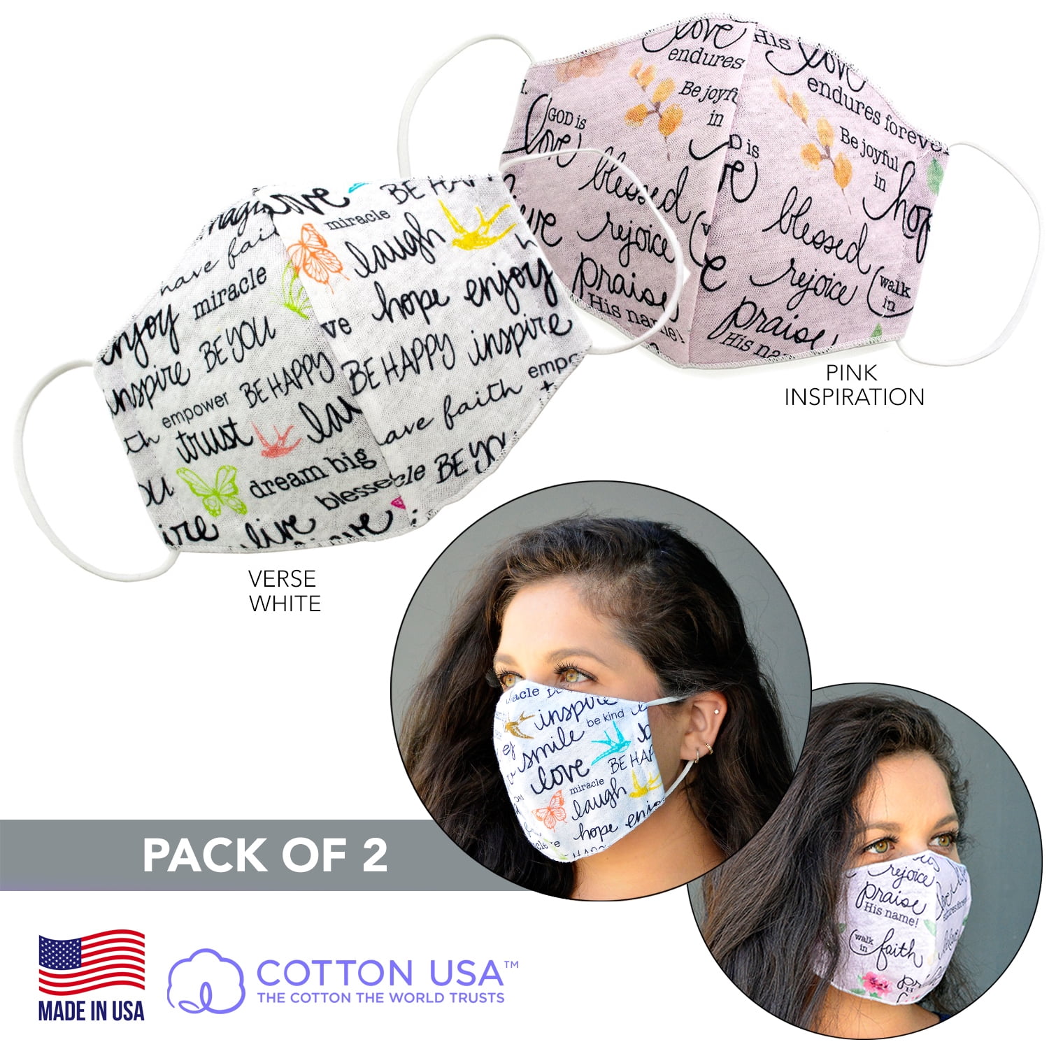 2 PACK INSPIRATIONAL PINK & WHITE 100% MADE IN THE USA GOOD WORKS ...