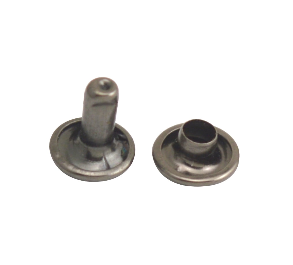 Fenggtonqii Gun Color Double Cap Leather Rivets Tubular Metal Studs Cap ...