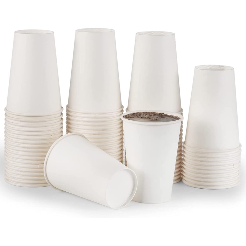 100 Pcs 7Oz Disposable Paper Cups, Hot and Cold Beverage Drinking Cup ...