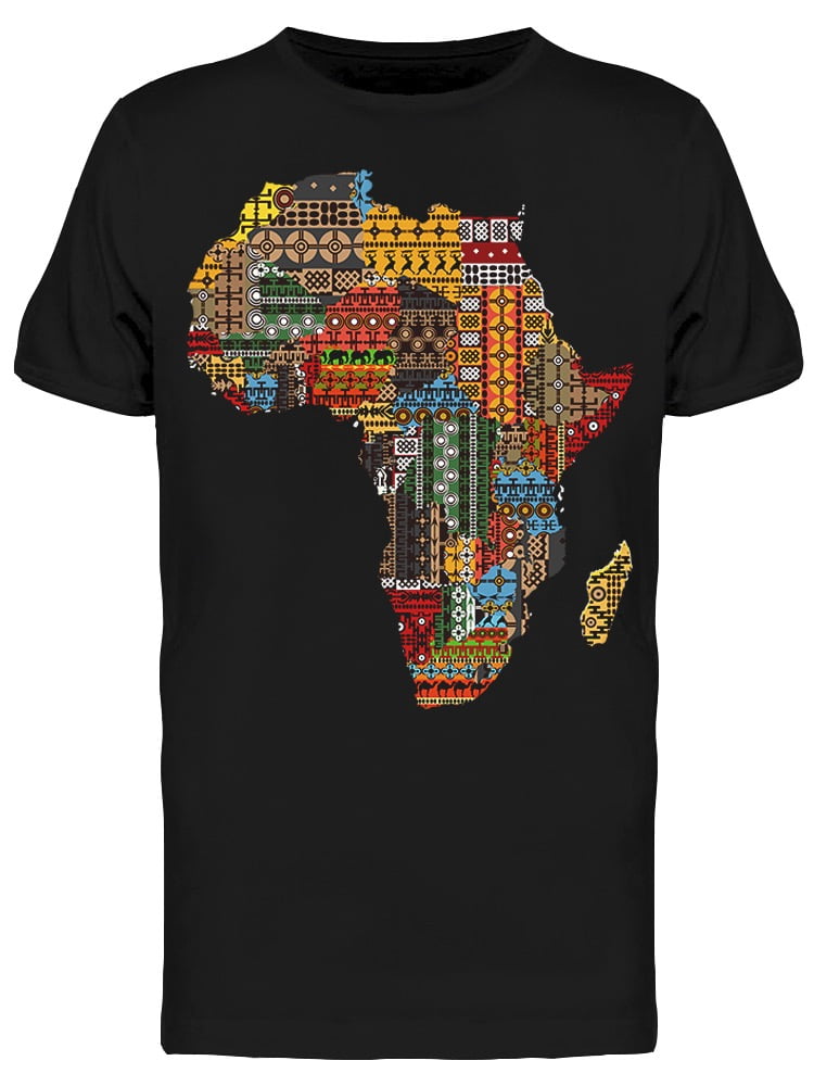 Teeblox Mens Graphic Tee - Africa Map With Countries - Regular Fit 100% ...