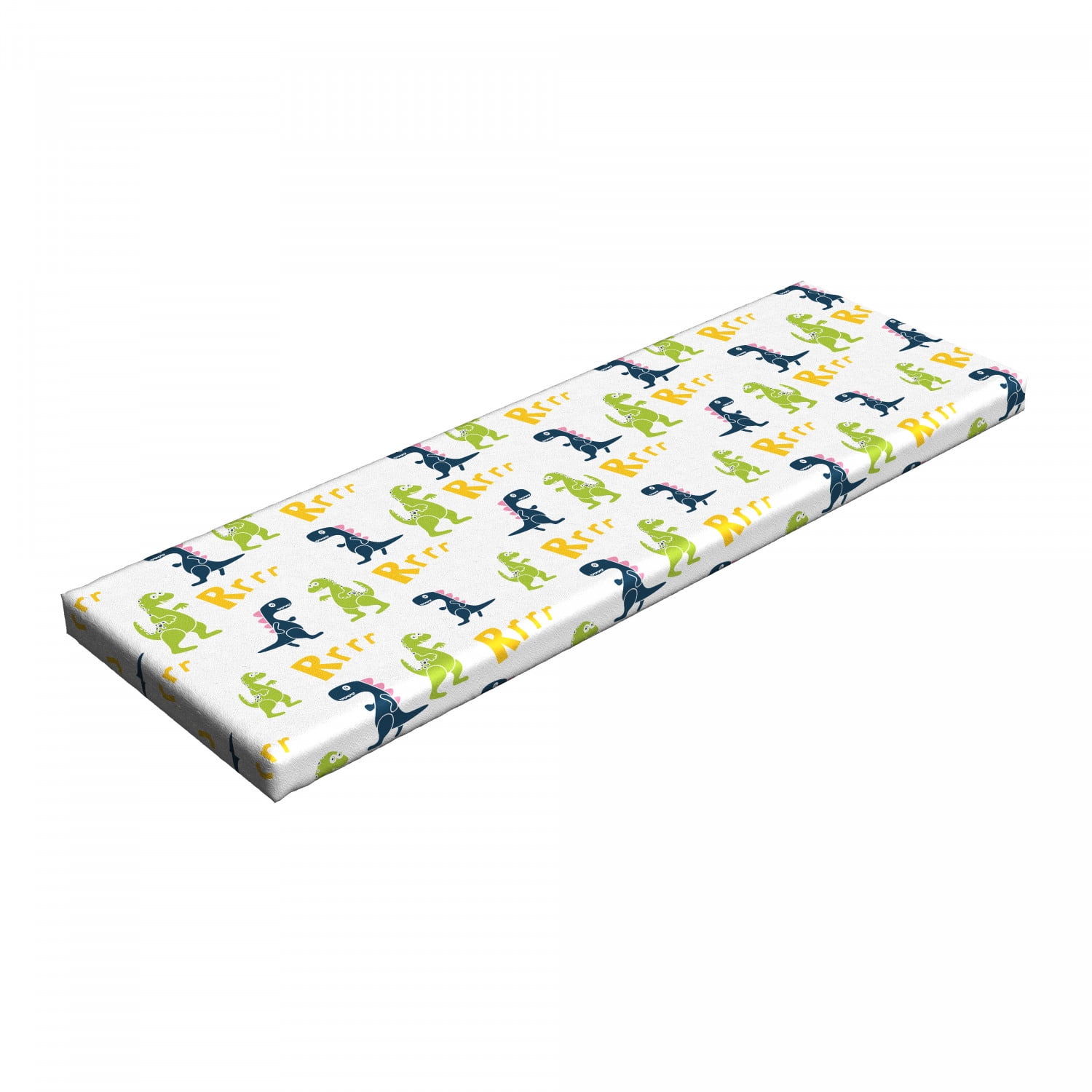 Dinosaur Party Bench Pad, Happy Cartoon Dino Reptile Rrrr Text on Plain ...