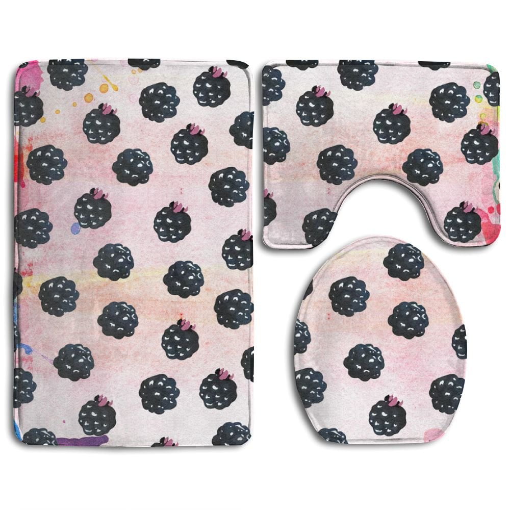 GOHAO Raspberry 3 Piece Bathroom Rugs Set Bath Rug Contour Mat and ...
