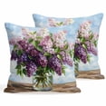 Purple Lilacs Pillow Covers Set of 2, Spring Summer Floral Vase Oil ...