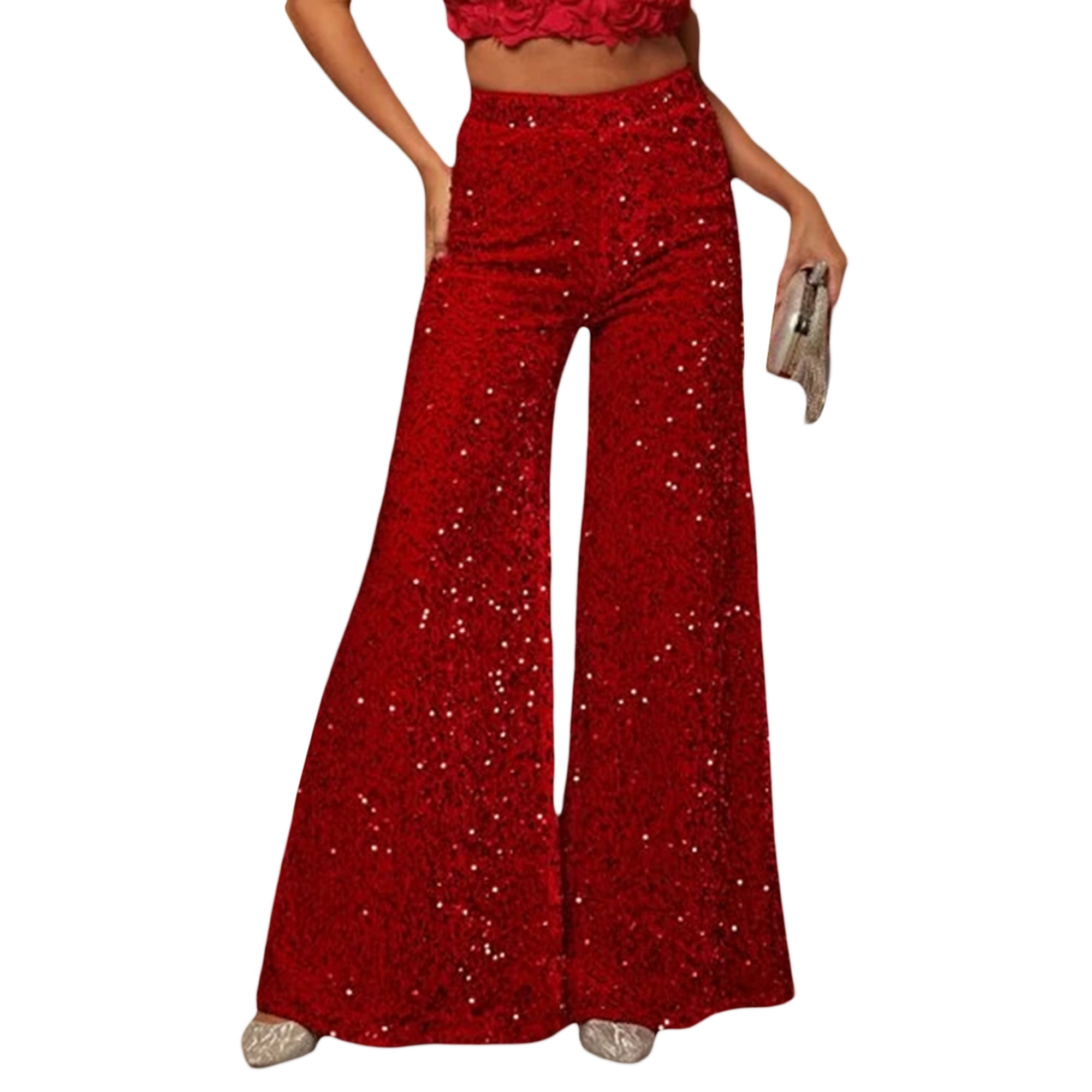 Click here for Fortune Women Sequin Pants High Waist Bell Bottoms... prices