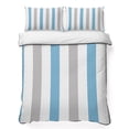 Abstract Blue Gray Striped 3 Pieces Quilt Set,1 Quilt with 2 Shams ...