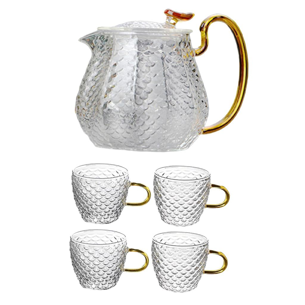 Transparent Glass Teapot Set Household Glass Teapot Set - 1xTeapot+4x ...