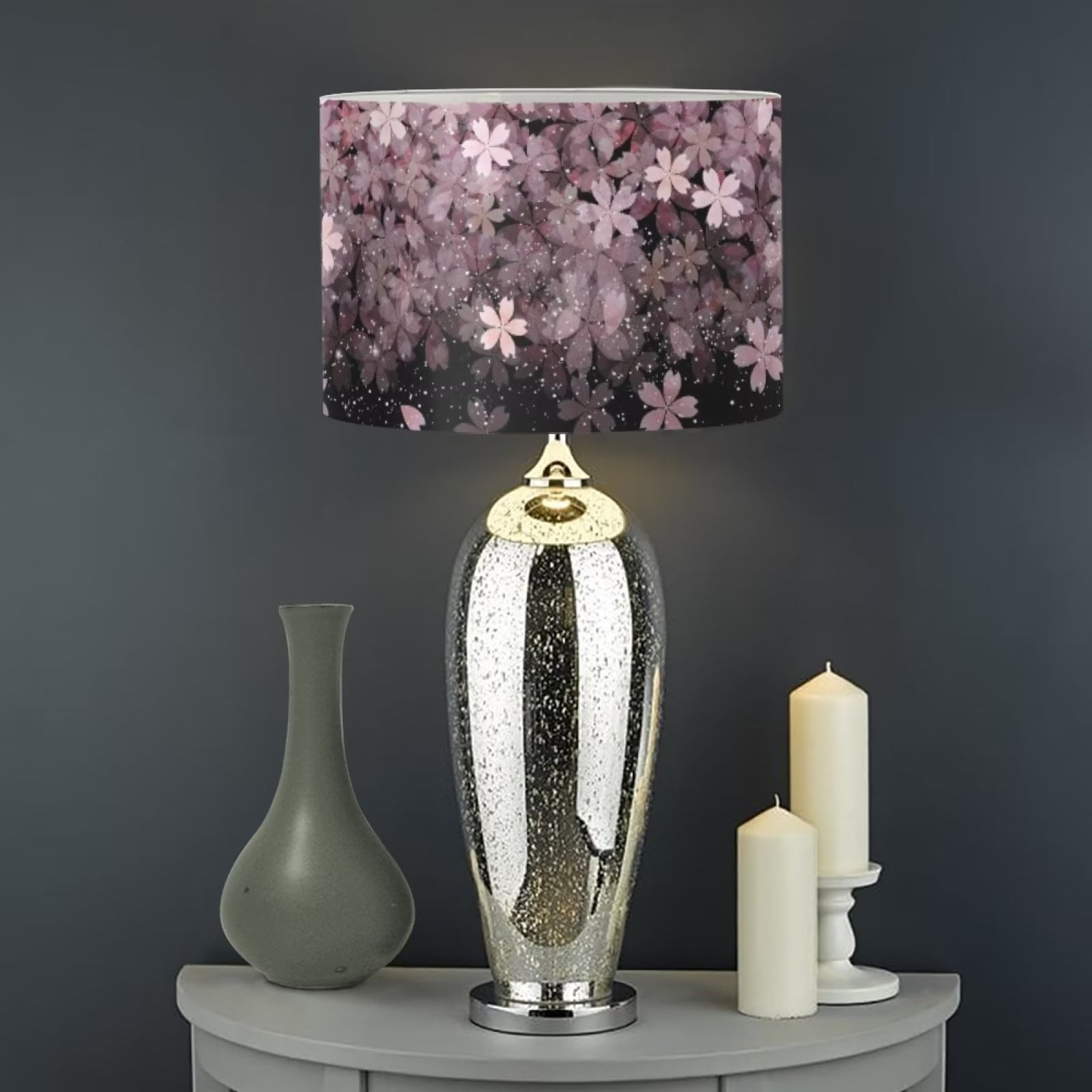 NETILGEN Lamp Shade Cherry Blossoms PVC Fabric Home Decor Lampshades ...