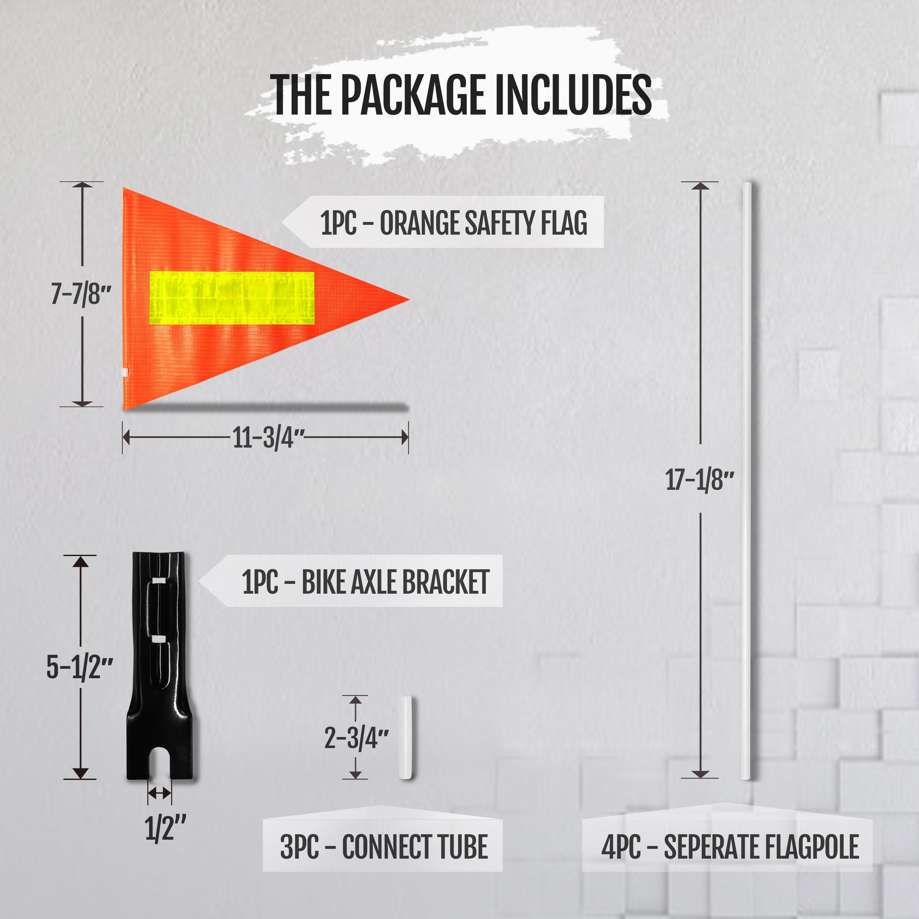 Truck Flag Mount BTS - Flex Arm 12 With Sola Mount And Quick Disconnect Base Orange Flag
