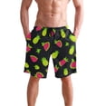 Black Fruit Pattern Mens Swim Trunks Quick Dry Board Shorts Breathable ...