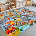 Blue Sky City Map Kids Car Play Mat, Non-Slip Traffic Road Educational ...